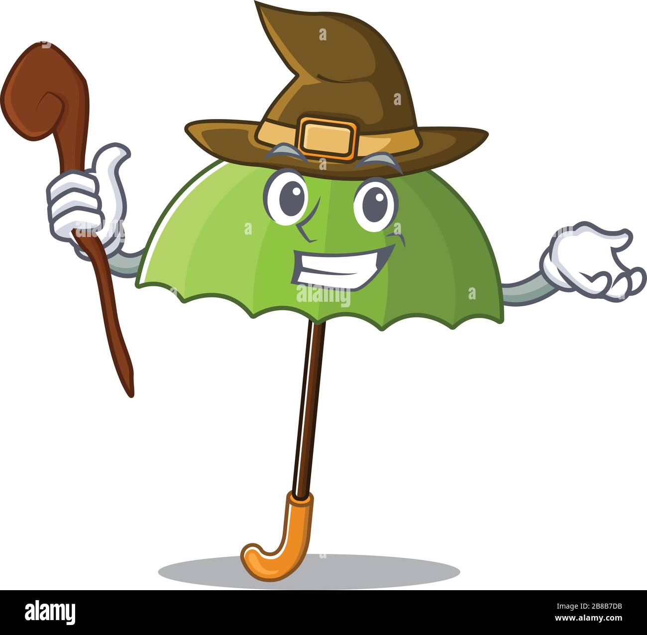 Cute and sneaky Witch green umbrella cartoon design style Stock Vector ...