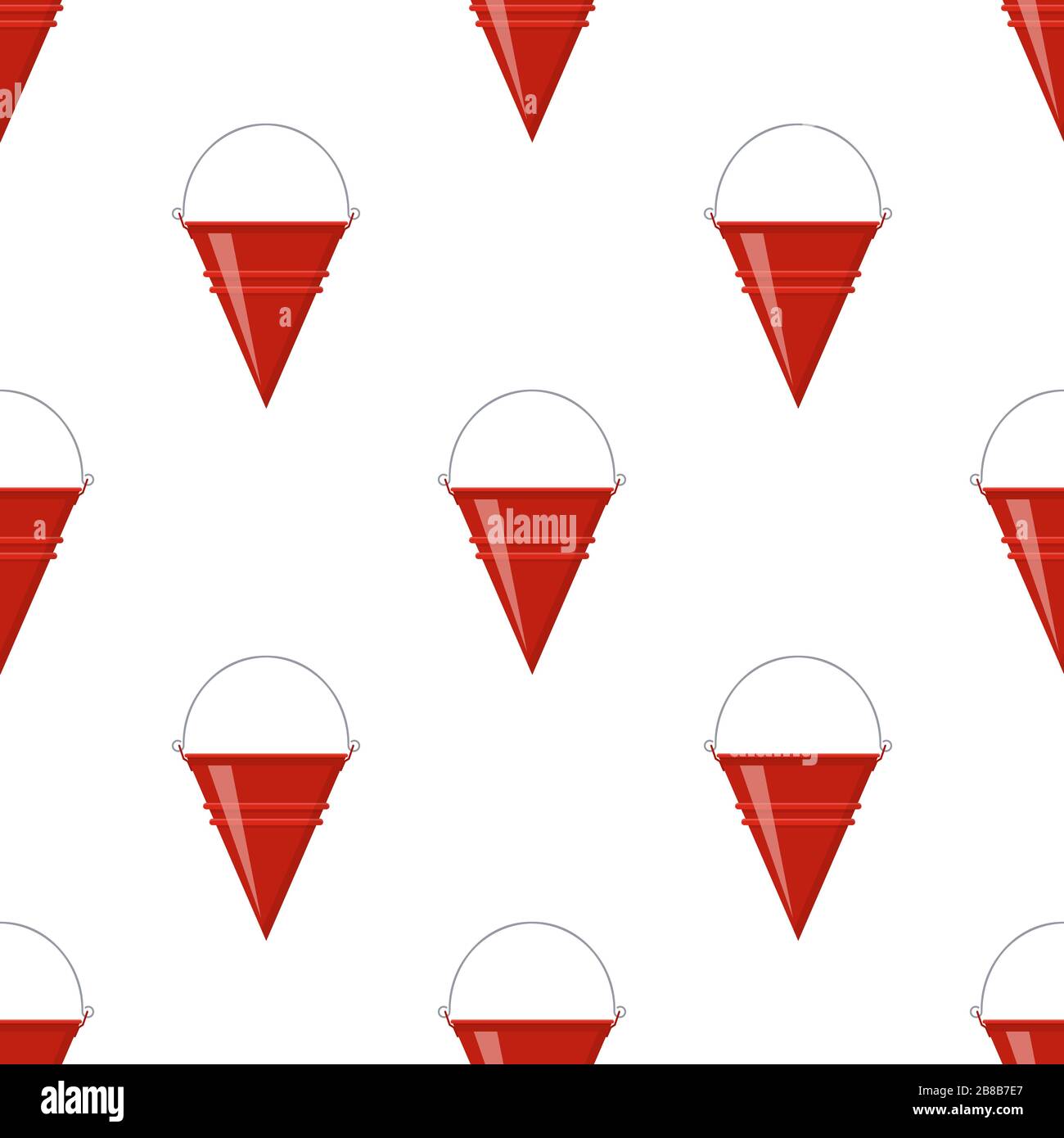 Fire bucket. Red metal cone bucket empty or with water for fire ...