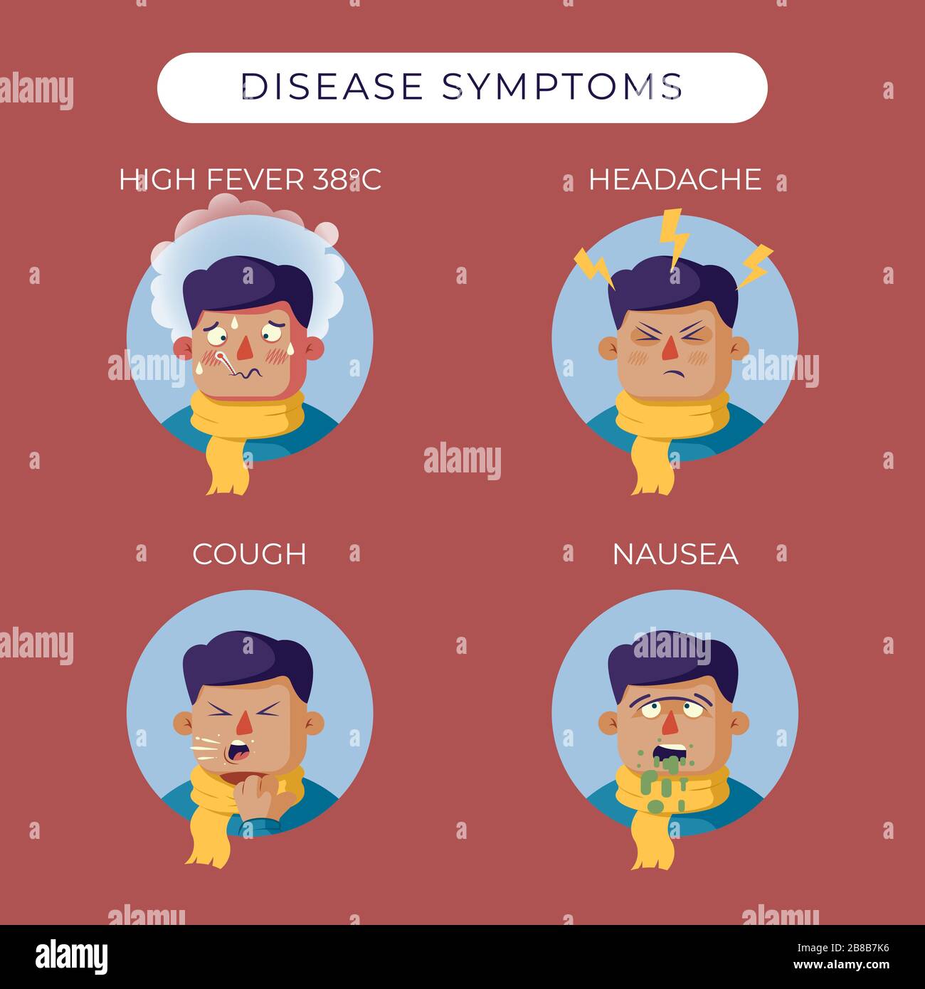 Disease Symptoms infographic illustration related to illness. Set of ...