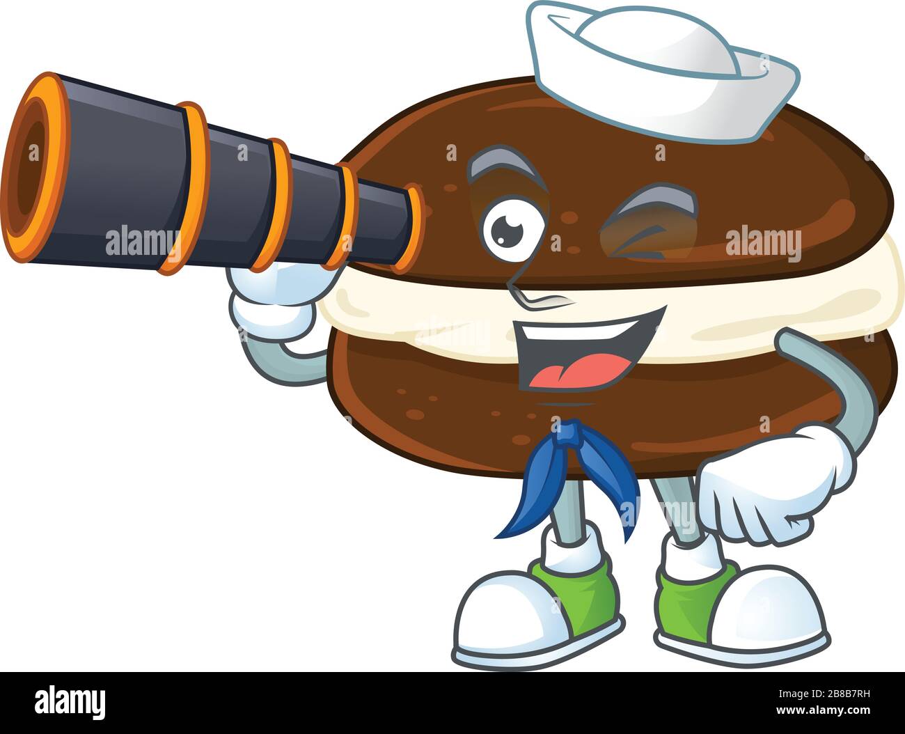 Whoopie pies in Sailor cartoon character design with binocular Stock ...