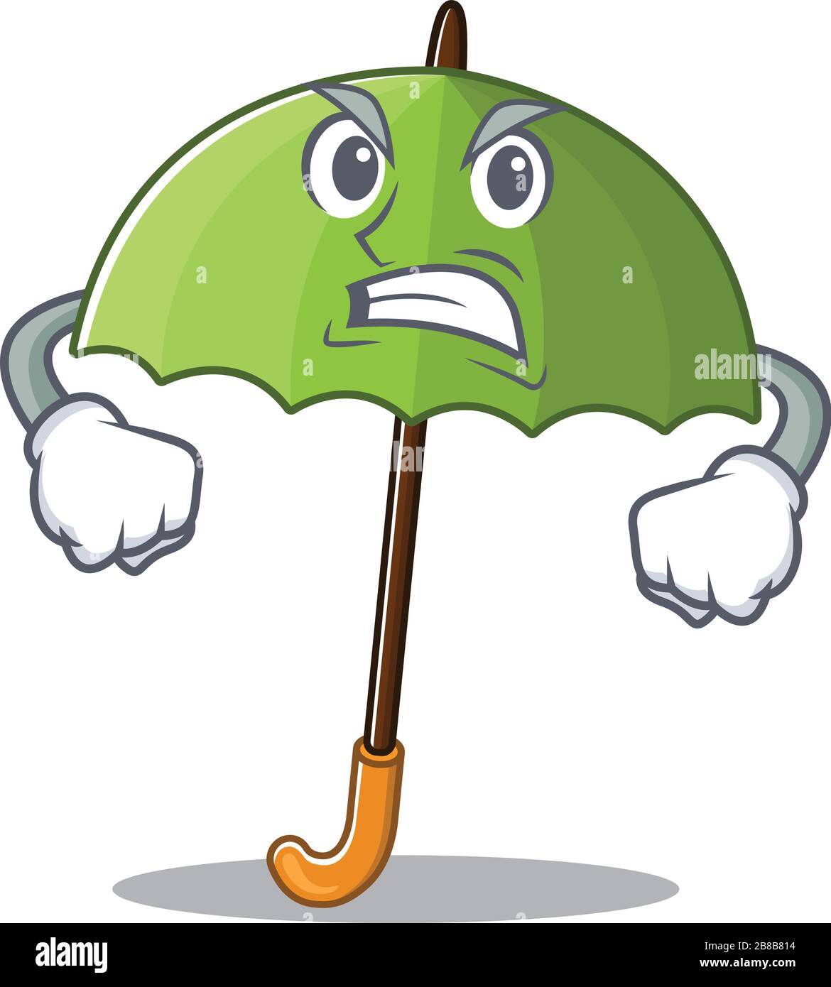 Green umbrella cartoon character design with angry face Stock Vector ...