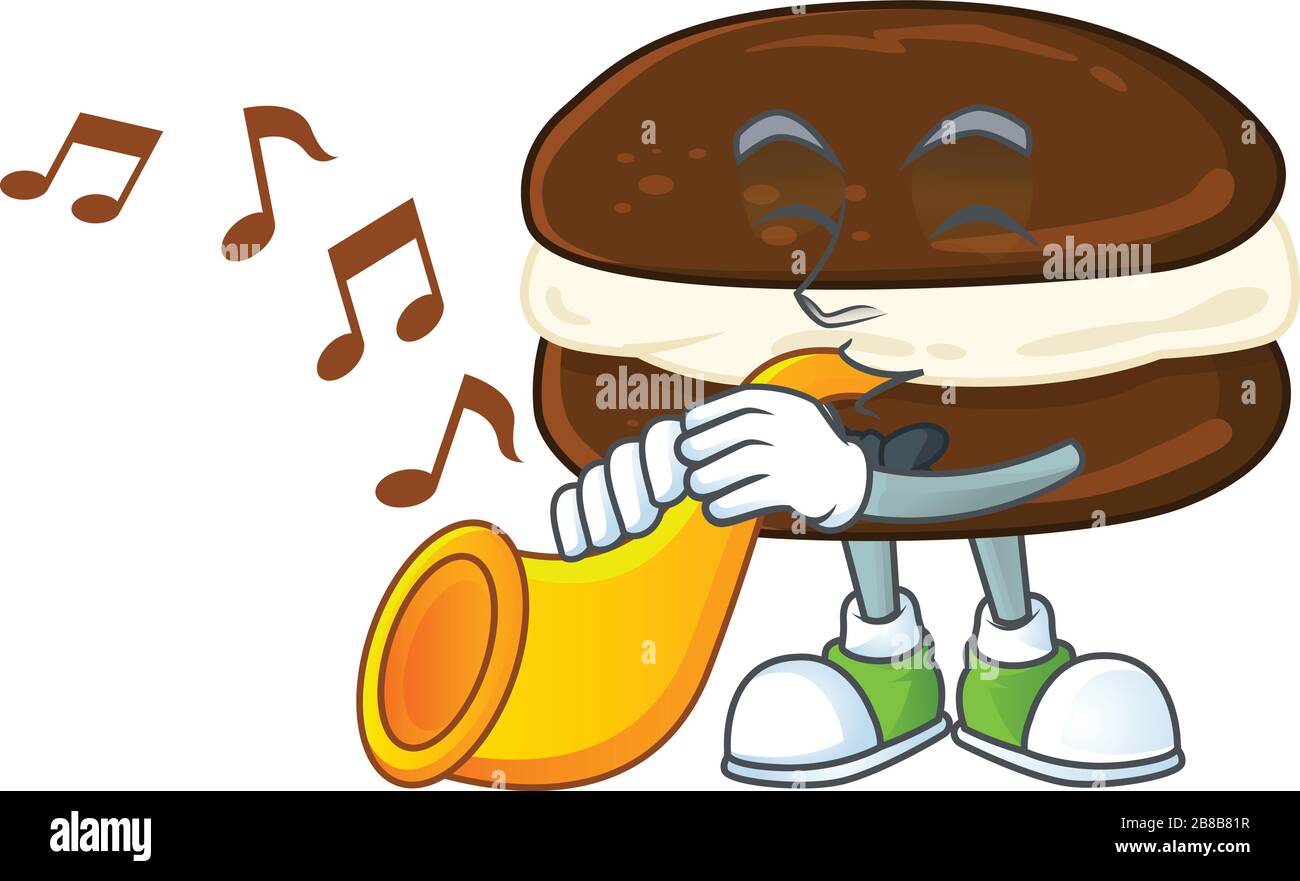 Whoopie pies cartoon character playing music with a trumpet Stock ...