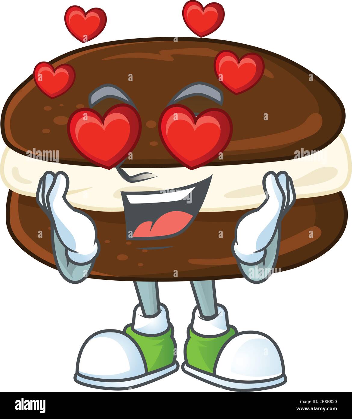 Romantic whoopie pies cartoon character with a falling in love face ...