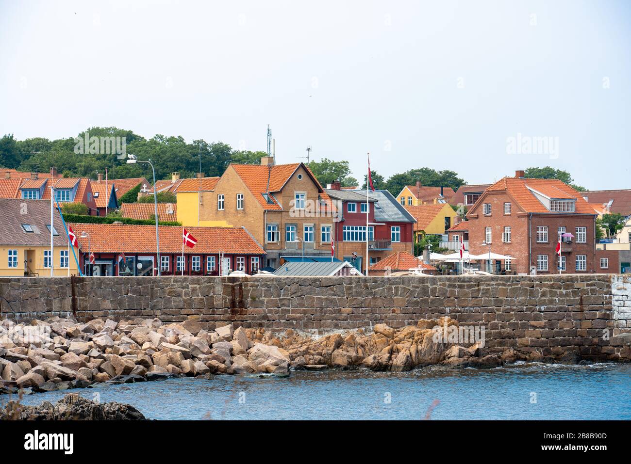 Svaneke, Bornholm / Denmark - July 29 2019: View of the small town of ...