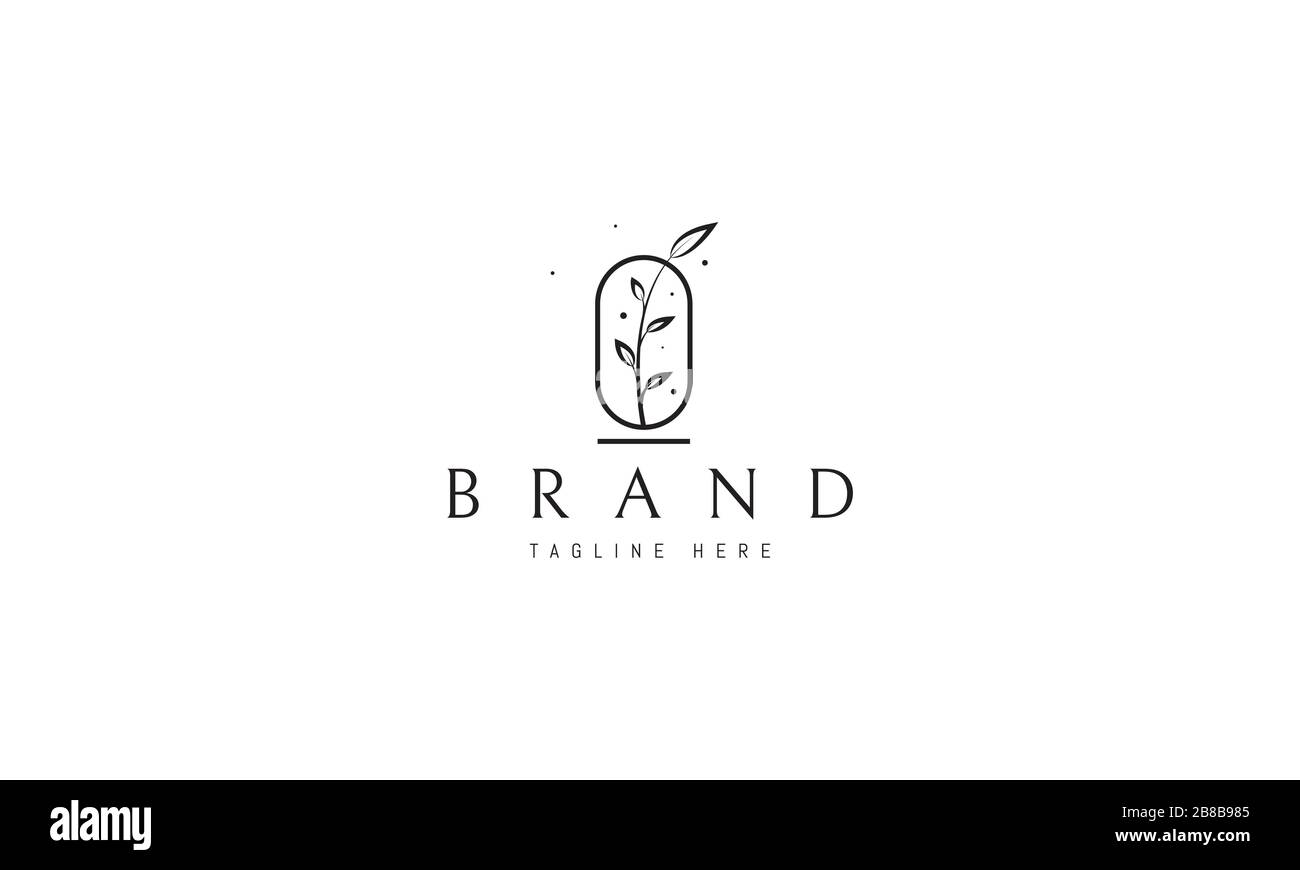 Vector logo on which an abstract image of a beautiful twig with leaves ...