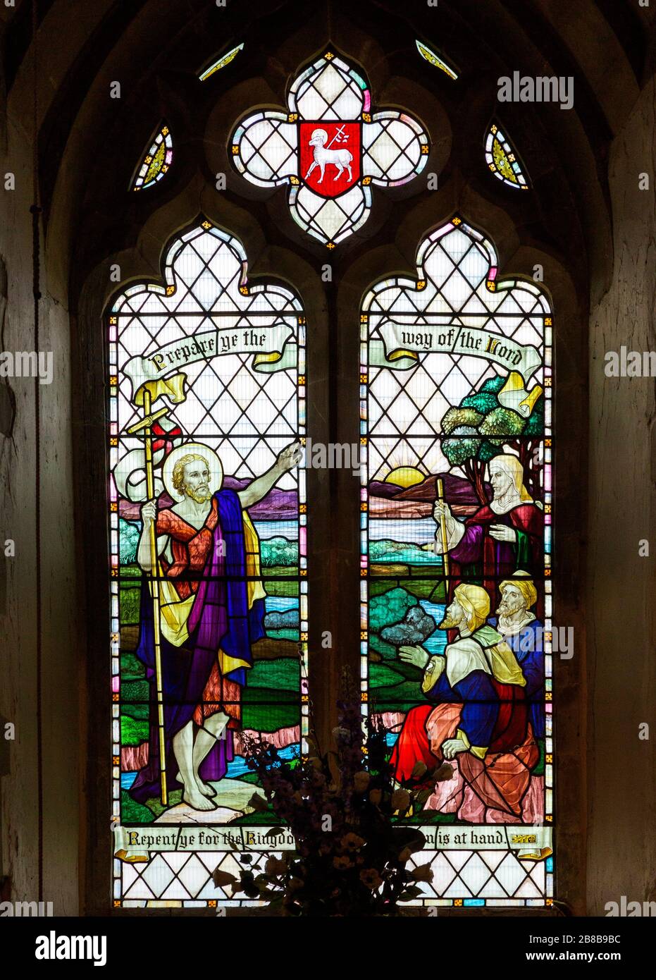 Stained glass window Brantham church, Suffolk, England, UK c 1920s ...