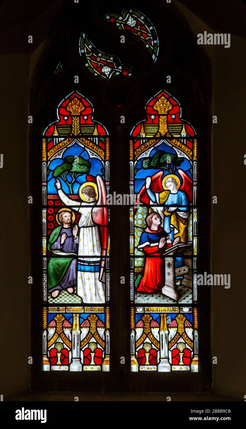 Stained glass window Brantham church, Suffolk, England, UK east window ...