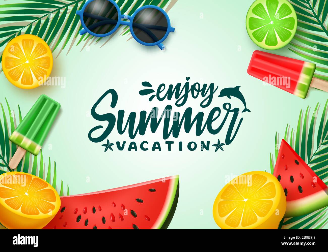 Summer text vector background template. Summer vacation typography with ...