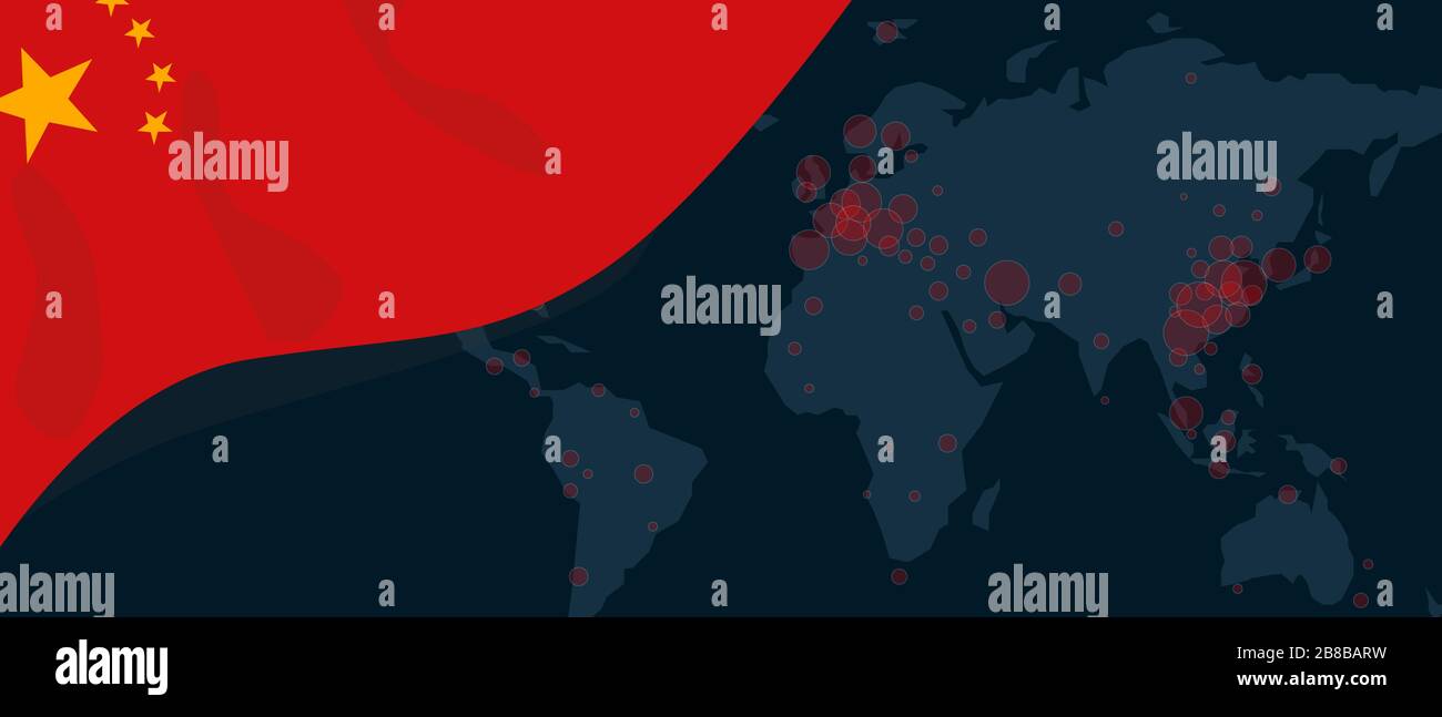 Corona virus covid-19 pandemic outbreak world map spread with flag of ...