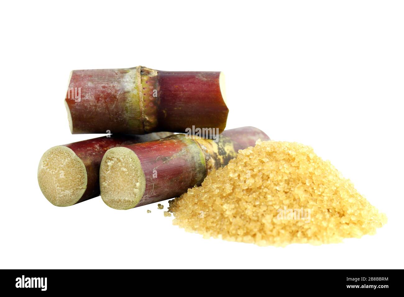 Sugarcane and granulated sugar heap cut, Sugarcane fresh and sugar ...