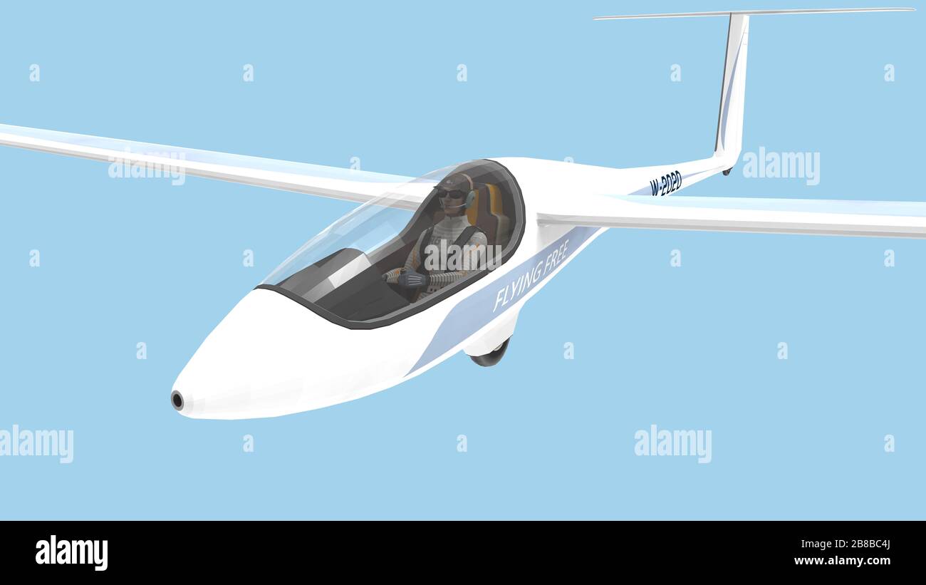 3D rendering of a glider plane isolated on blue background Stock Photo ...