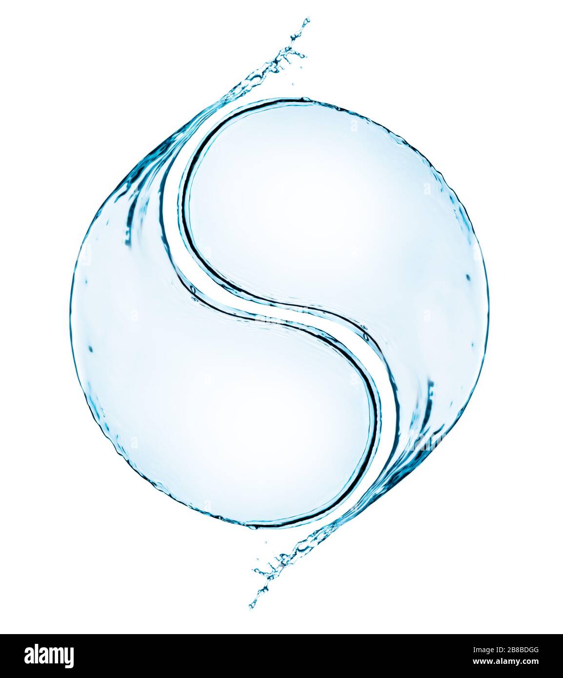 Image illustration of yin yang sign with blue clear water on white ...