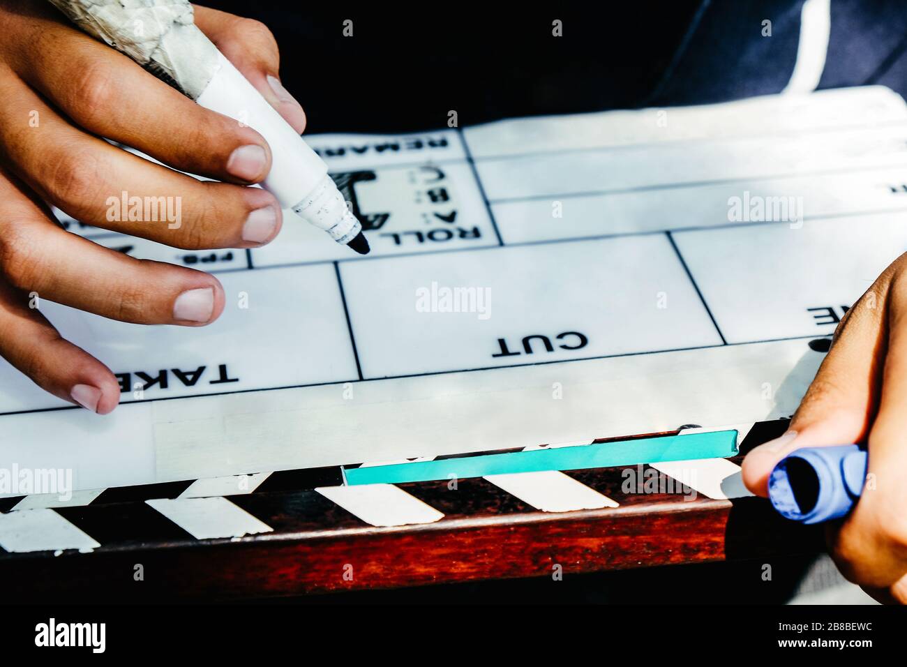 Film Slate, close up image of film production crew holding Film Slate ...