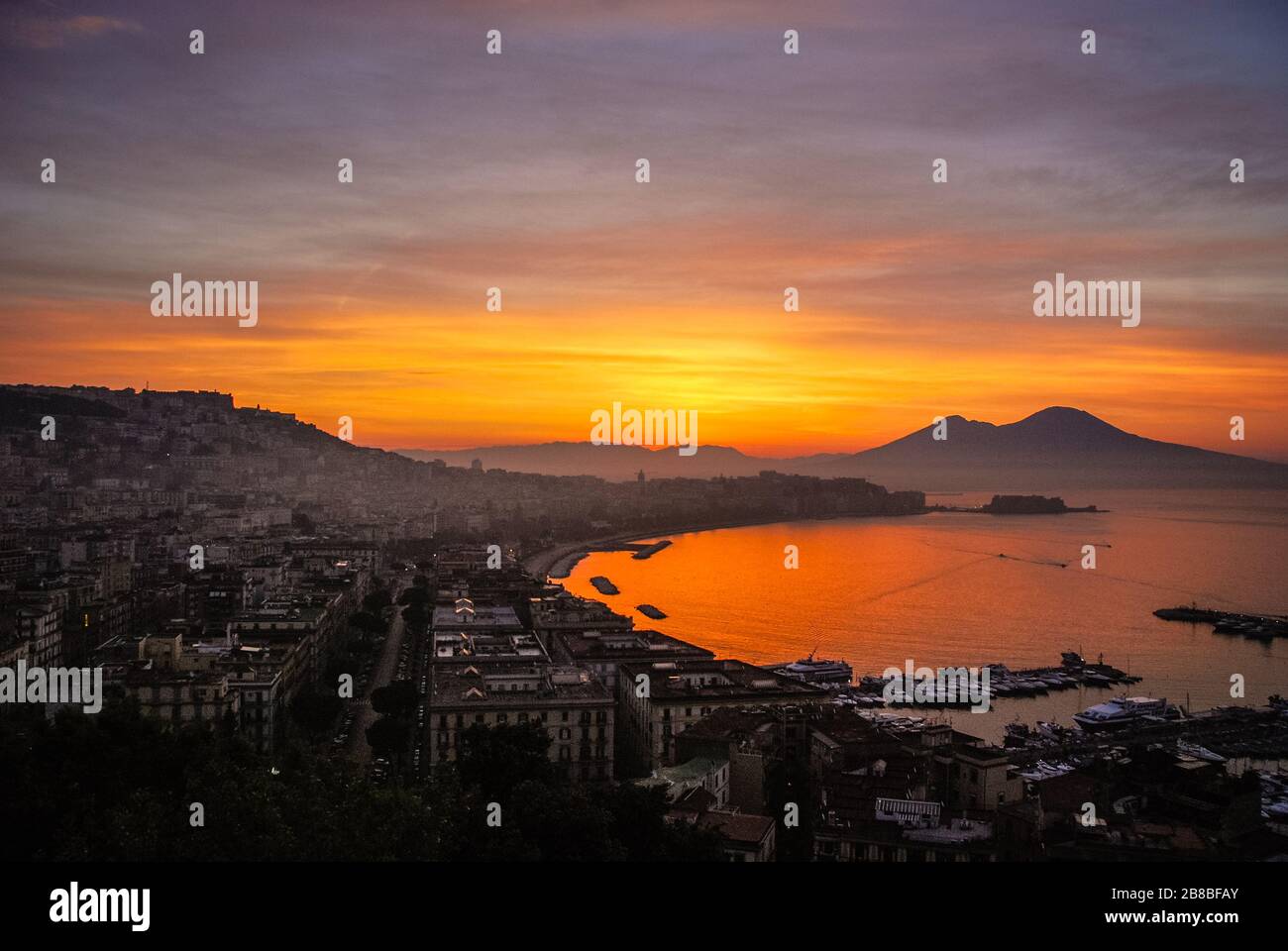 Sunrise of Mt. Vesuvius and the City of Naples, Italy Stock Photo - Alamy