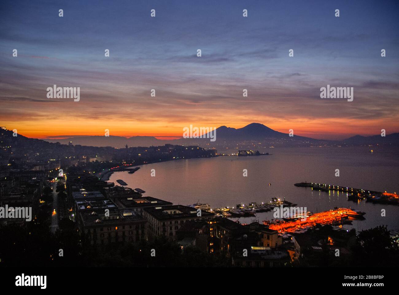 Sunrise of Mt. Vesuvius and the City of Naples, Italy Stock Photo - Alamy