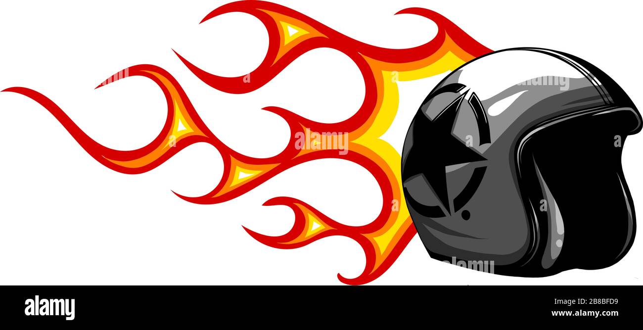 vector motorcycle helmet open face with flames Stock Vector Image & Art ...
