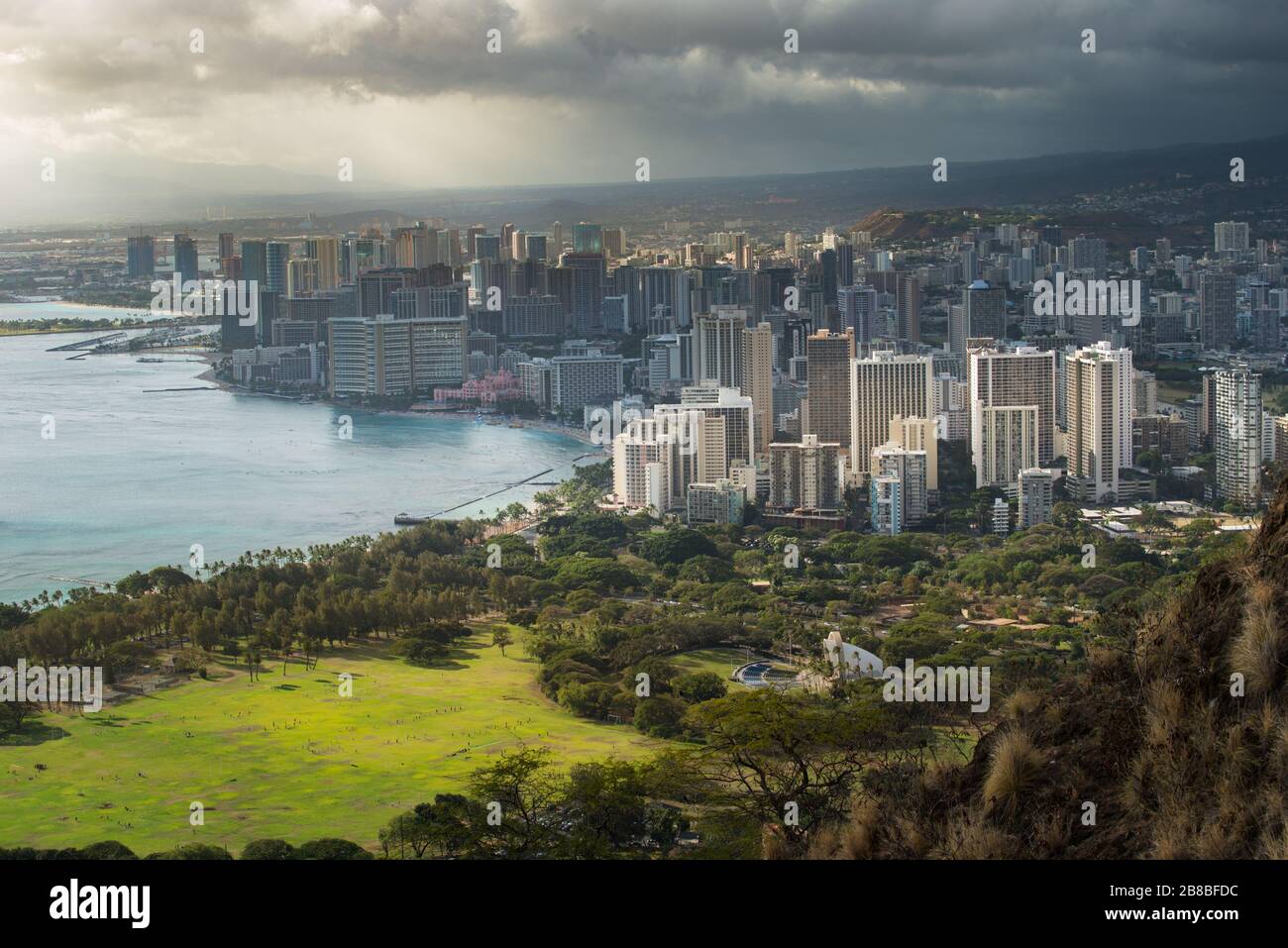 View of Honolulu Downtown from Diamond Head Hawaii Stock Photo - Alamy
