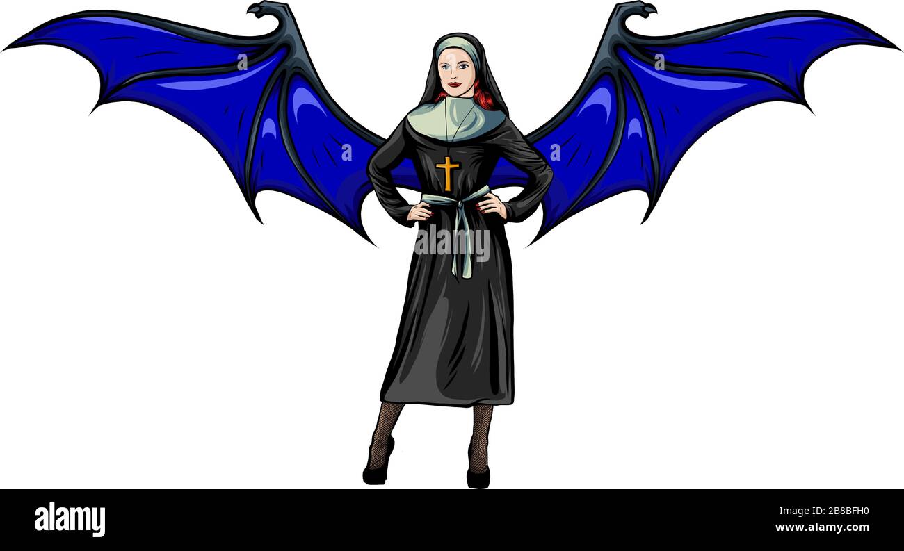Nun nurse female possessed by the demon Halloween party costume Stock ...