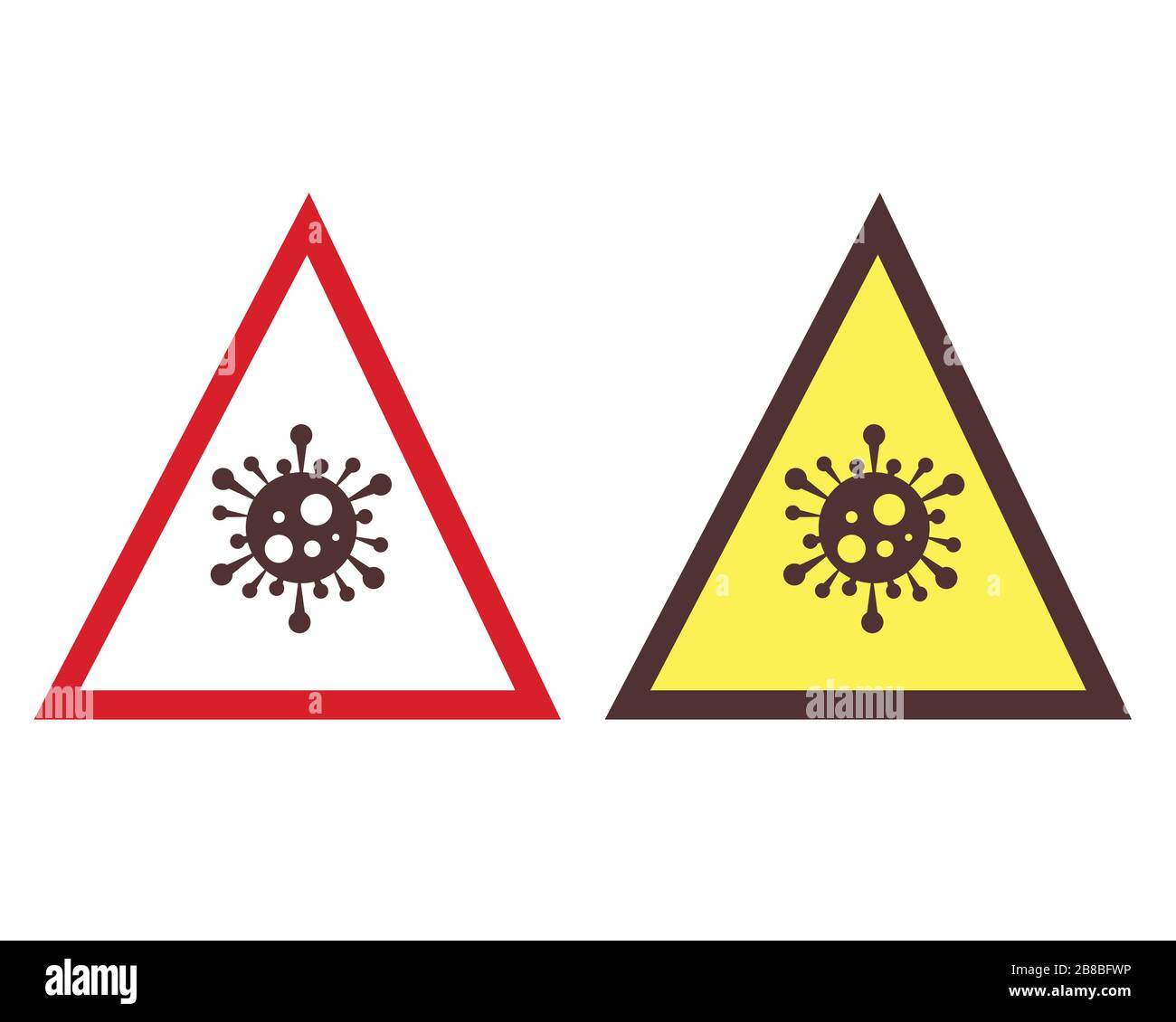 caution sign - two warning triangles with virus icons Stock Vector ...
