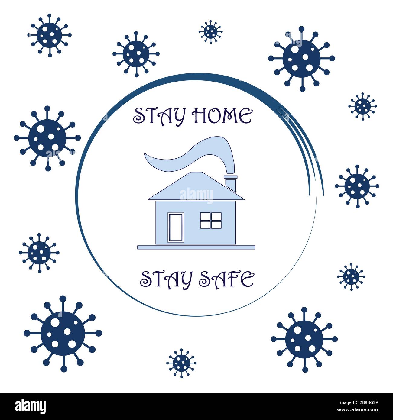 stay home - stay safe - house and virus icons vector Stock Vector Image ...