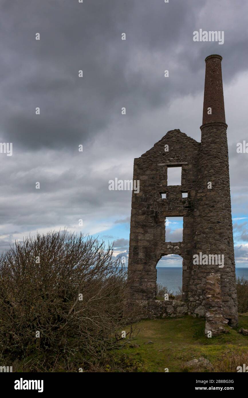 The picturesque ruins of Carn Galver Mine and pump engine house ...
