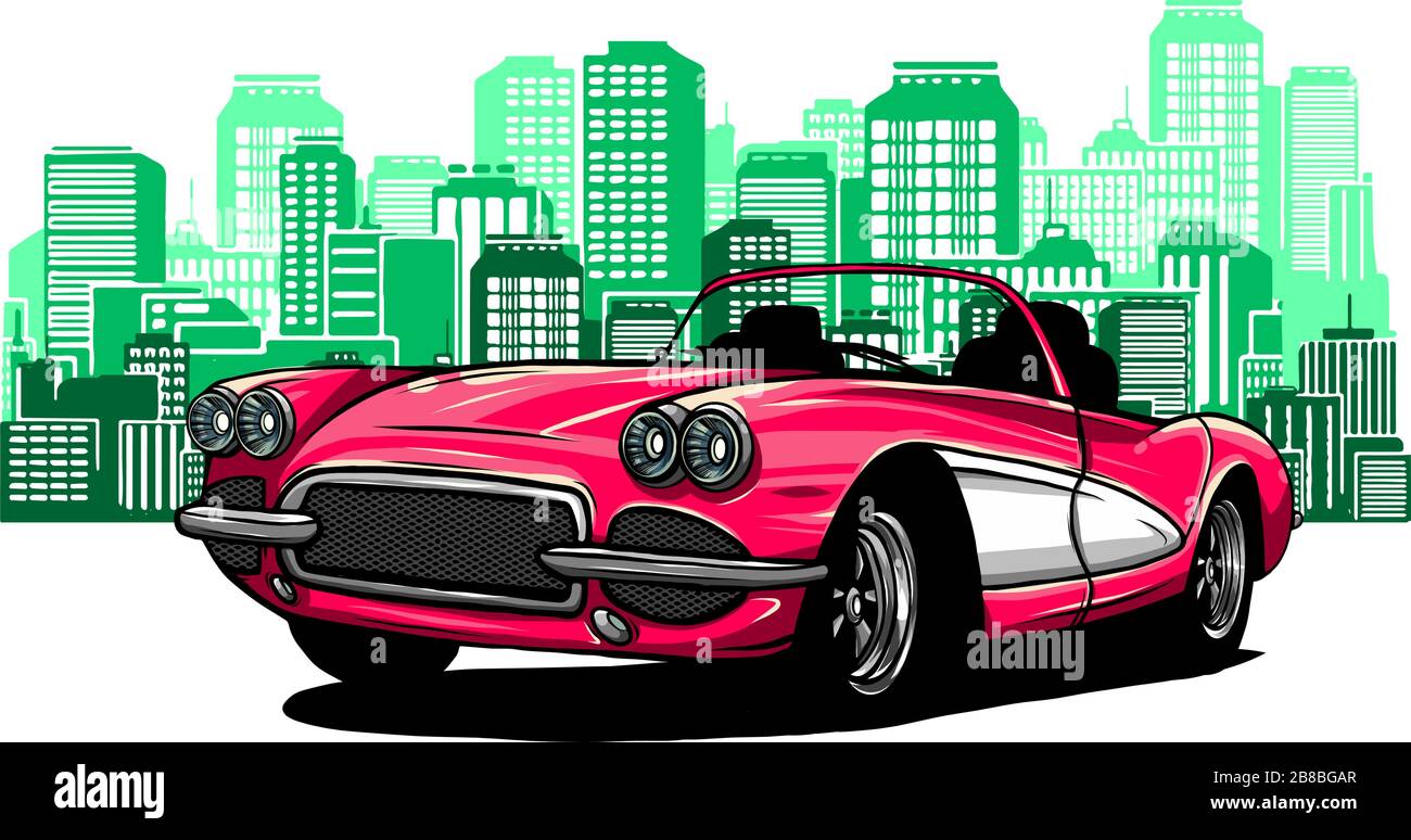 Flat vector cartoon style illustration of landscape street with ...