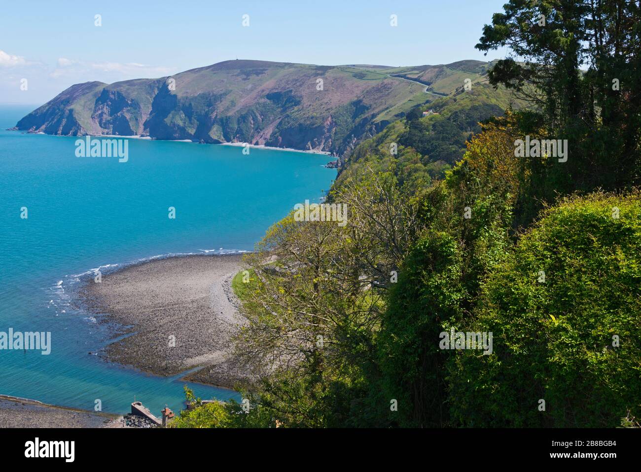 View from Lynton across the entrance of Lynmouth Harbour towards ...