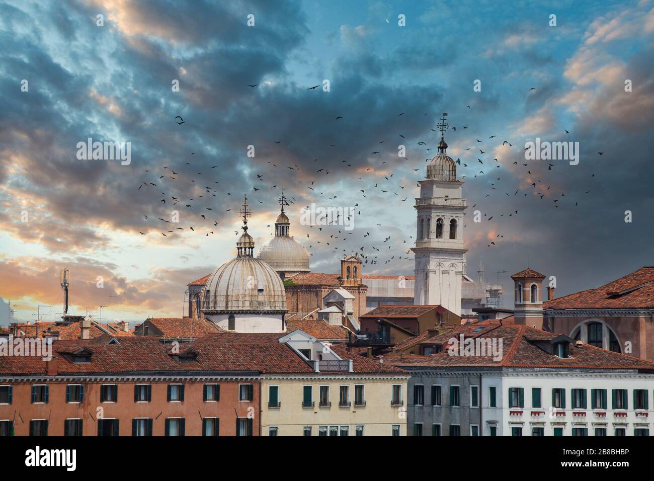 Domes on Venice Towers Stock Photo - Alamy
