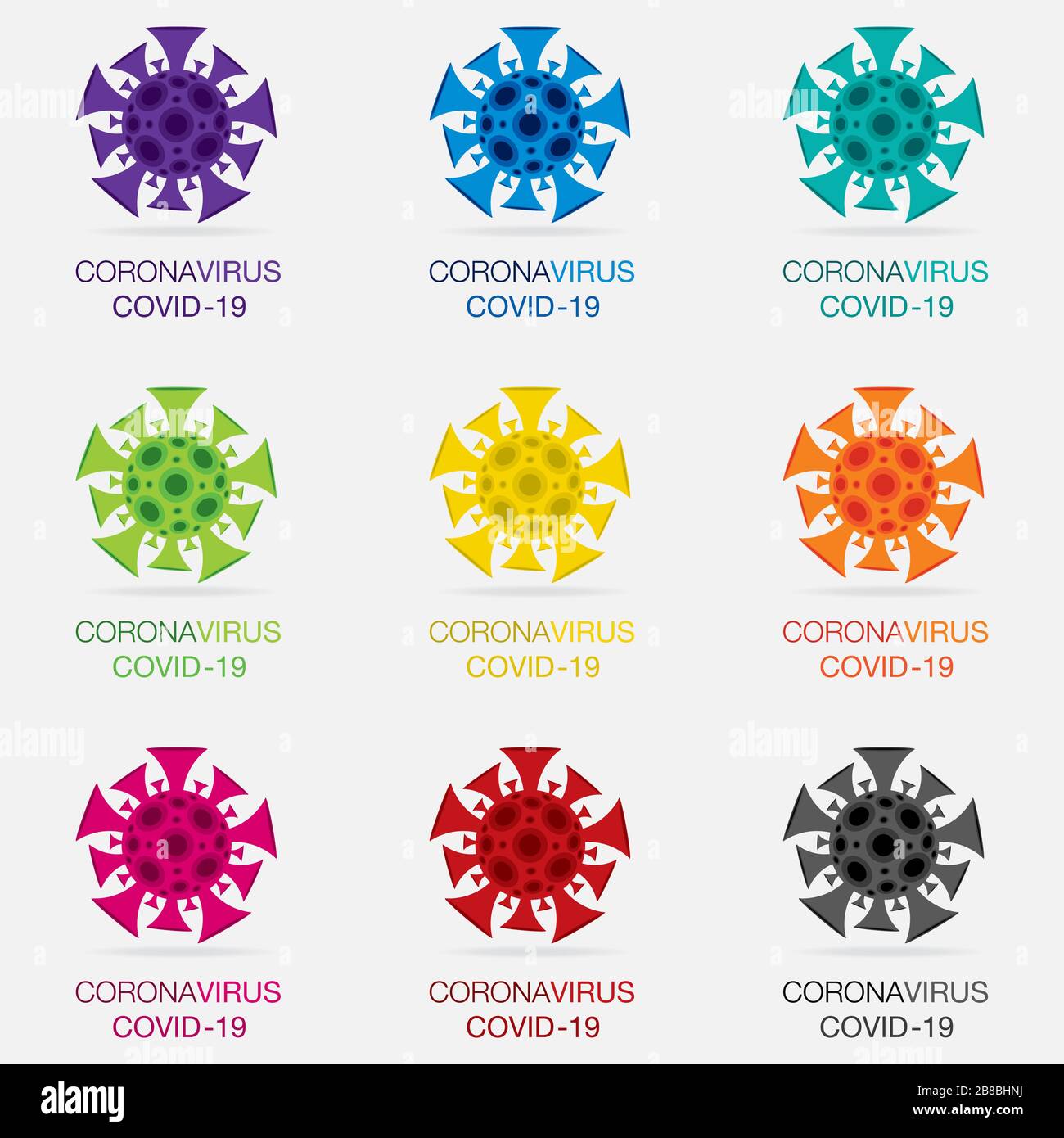 Set of differnt colour coronavirus, covid-19, 2019-ncov in vector ...