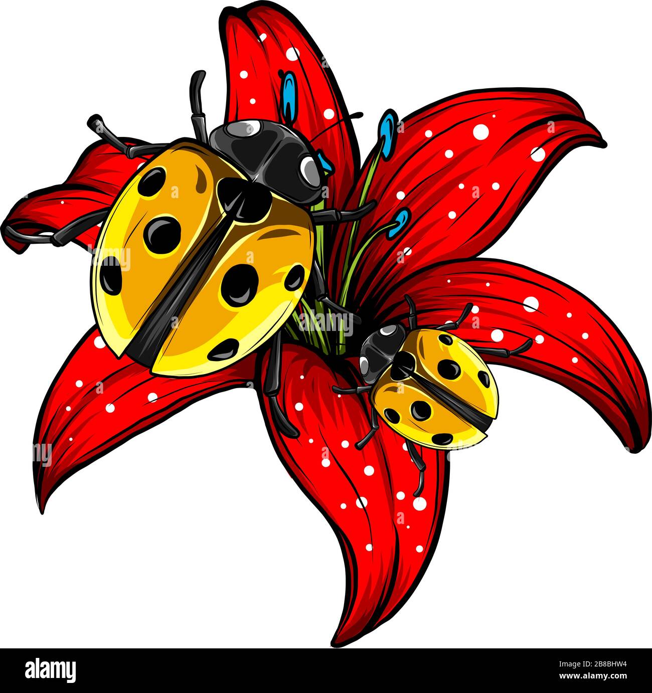 ladybugs in the garden red vector illustration Stock Vector Image & Art ...