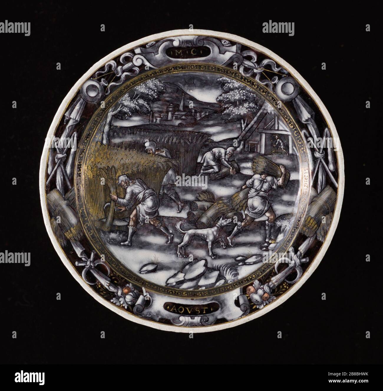 Calendar plate for august harvesting hi-res stock photography and ...