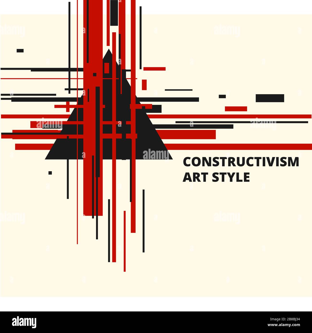 Vector abstract black and red shapes Constructivism Art style design ...