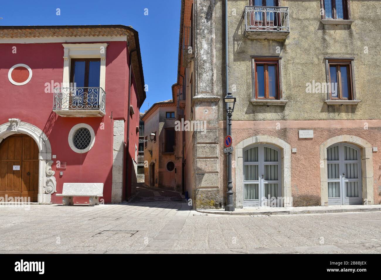 Elegant historic buildings in Nusco, a medieval village in southern ...