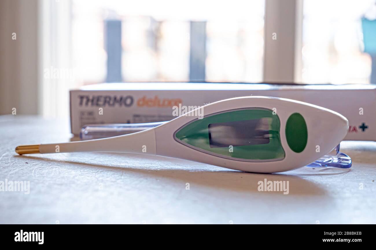 Close up of a Clinical thermometer purchased from a pharmacy to test ...