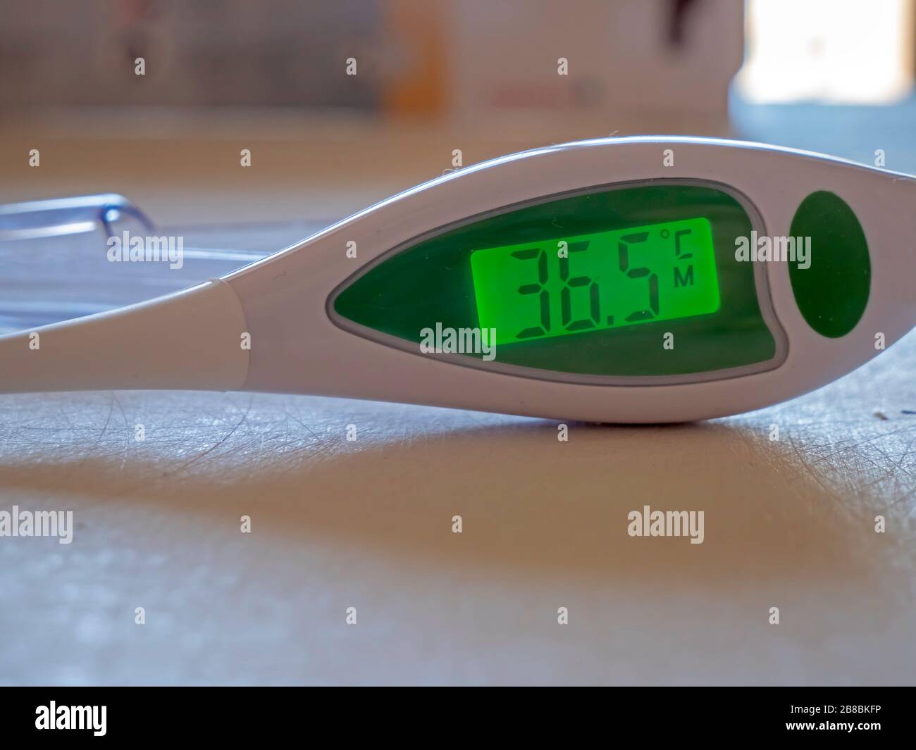 Close up of a Clinical thermometer purchased from a pharmacy to test ...