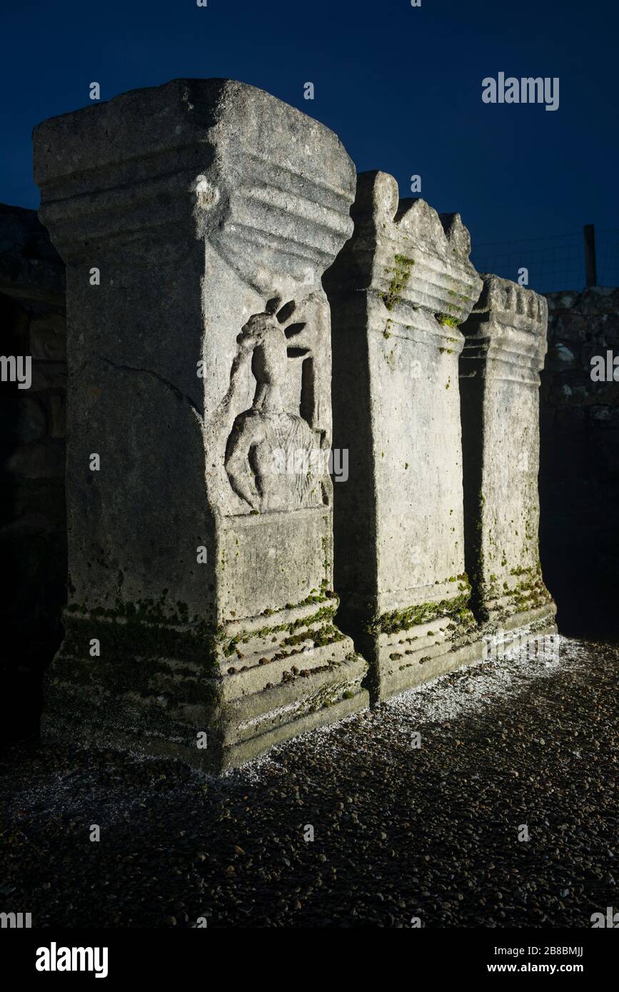 The altar stones in the Mithraic temple of Brocolitia along the route ...