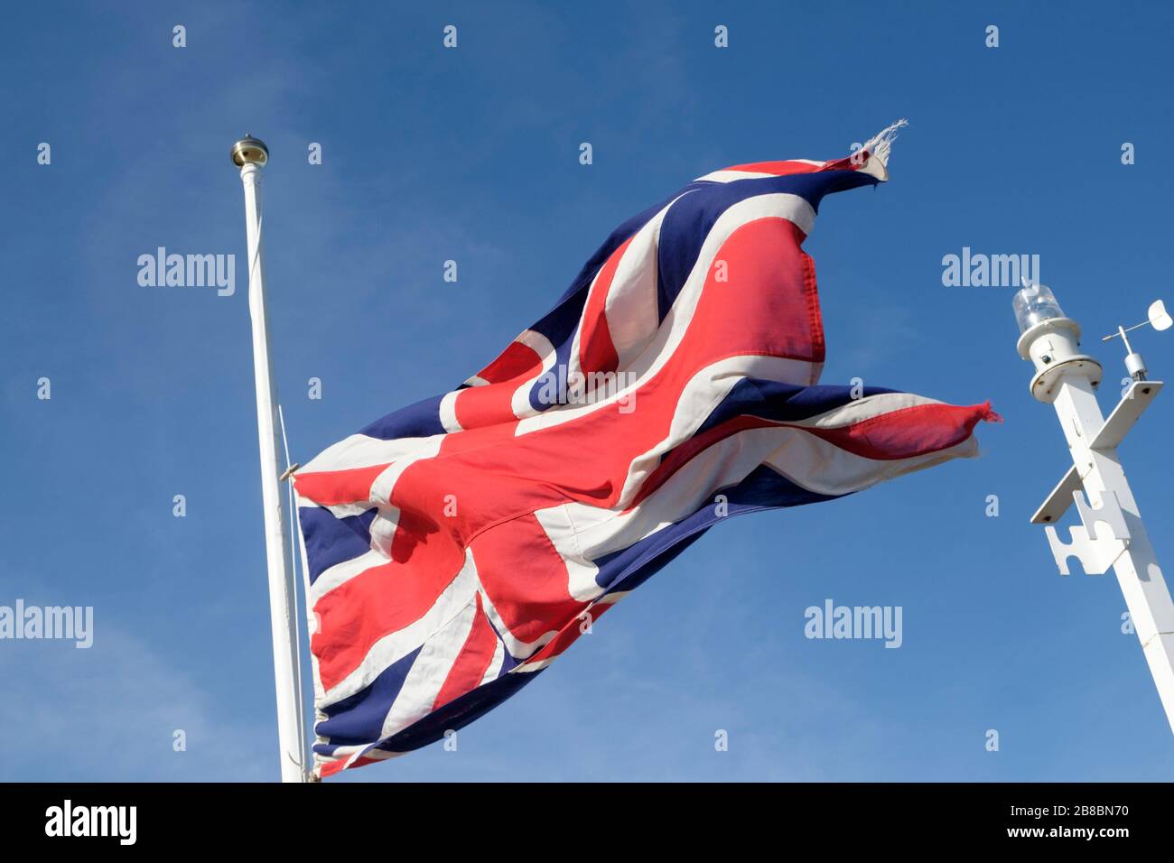 The Union Jack Flag, or Union flag, in a stiff breeze Stock Photo - Alamy