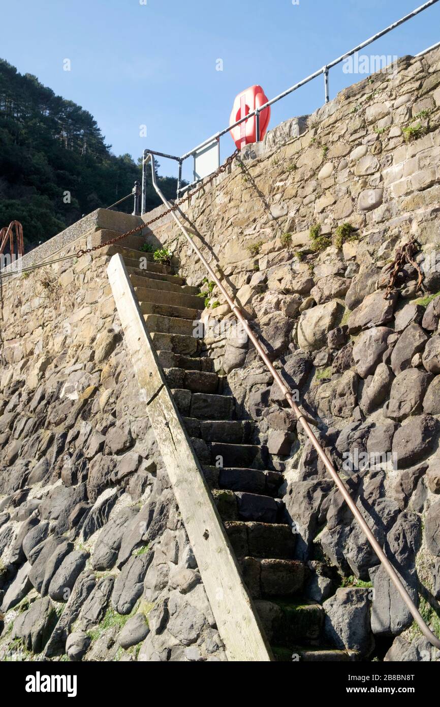 The Harbour at Minehead on the North somerset coast, UK. The steps up ...