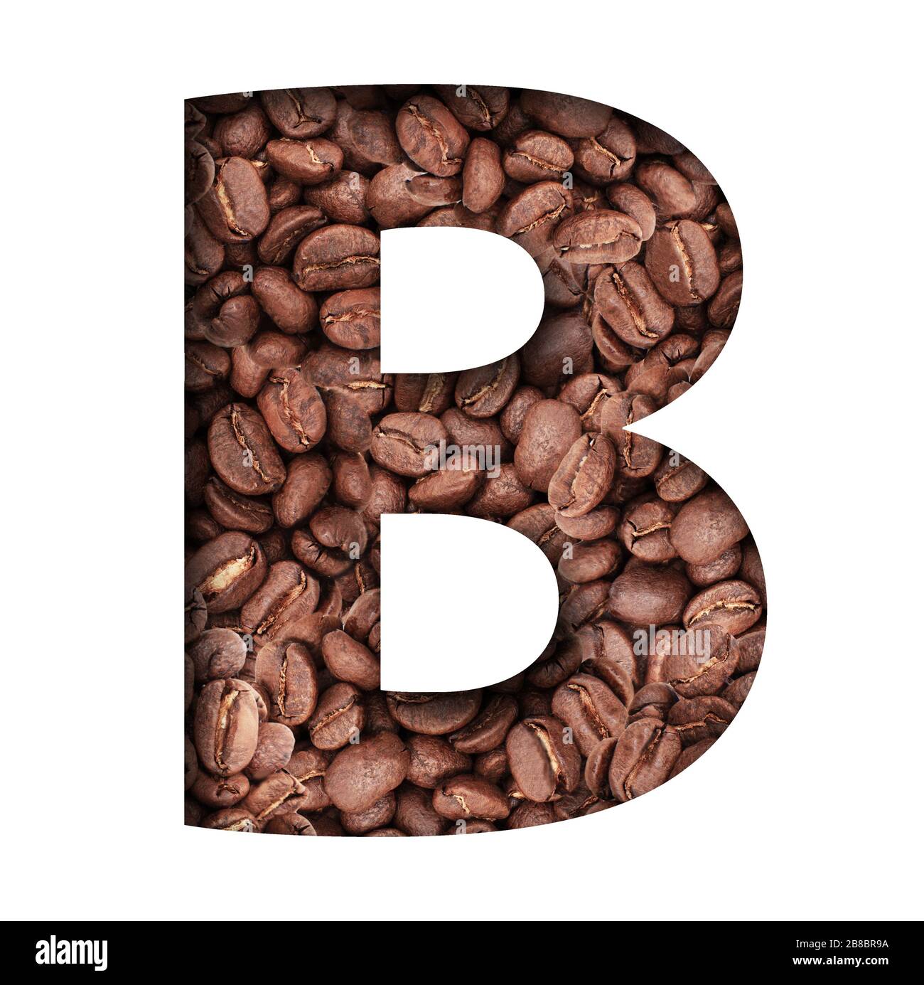 Stencil of the letter B on a background of coffee beans. For use in ...