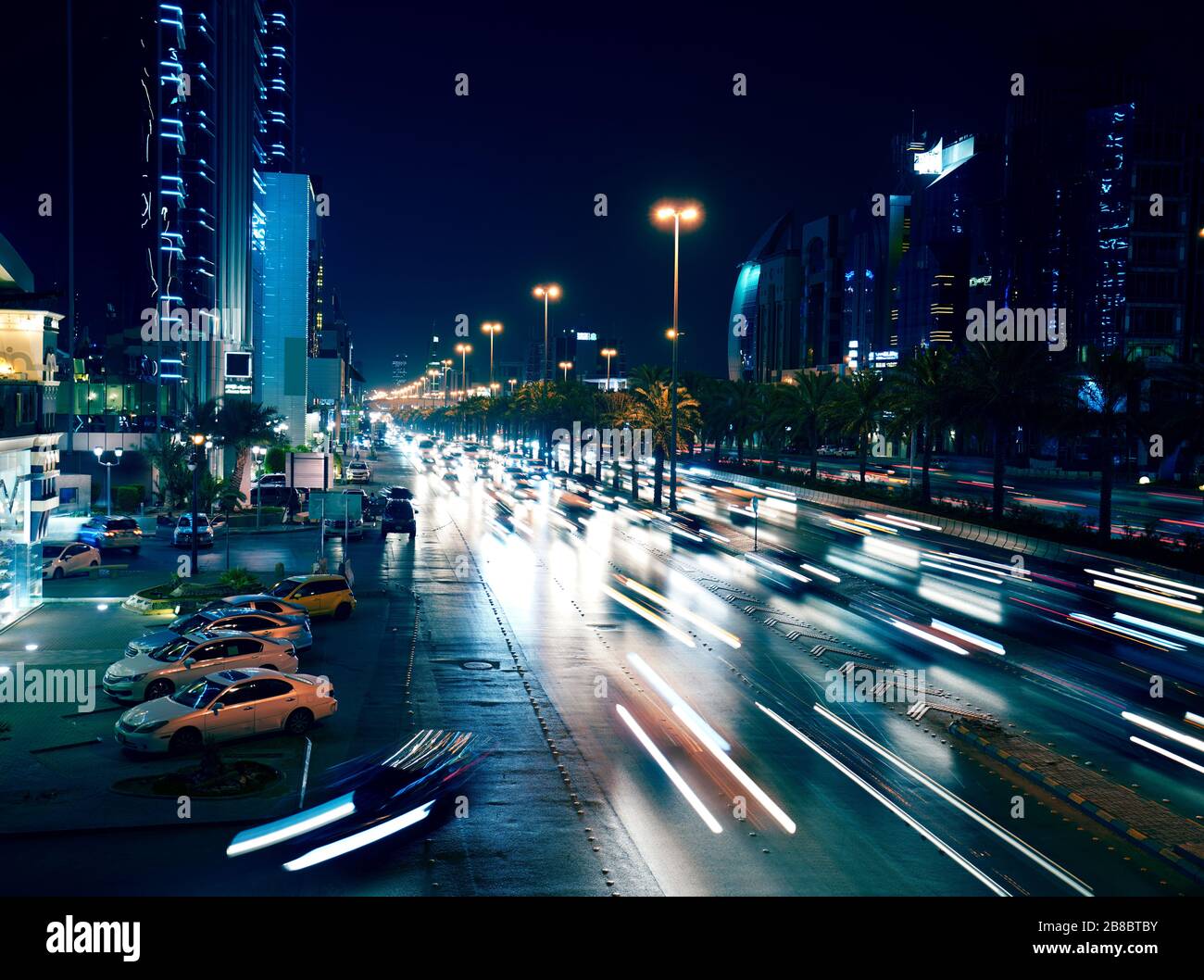 Riyadh, Saudi Arabia’s capital and main financial hub-King Fahad Road ...