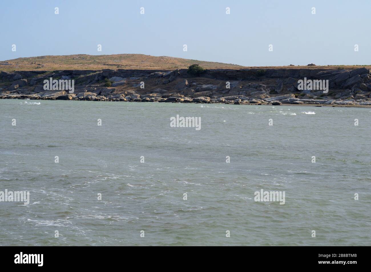 The Caspian Sea coast in stormy weather in the evening,Azerbaijan,Baku ...