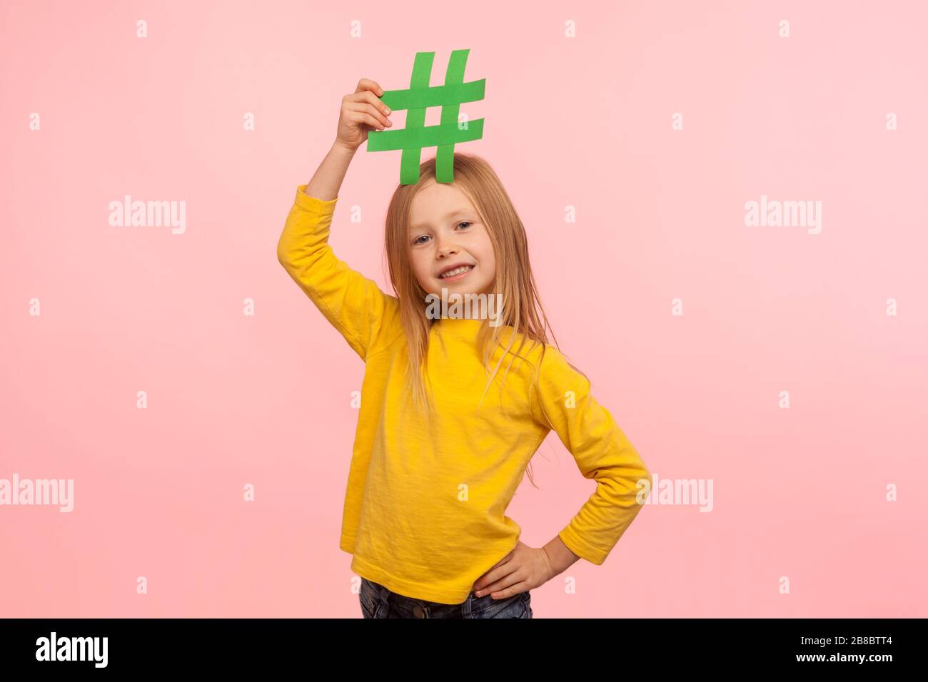 Famous children blog. Portrait of amazing cute little girl holding ...