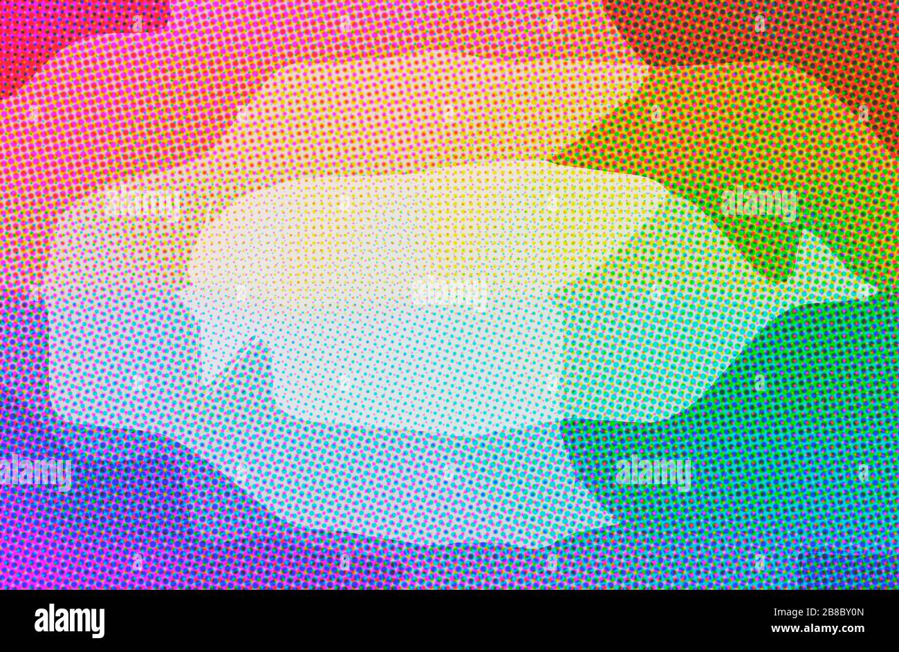 Abstract illustration of blue, green, yellow and red Dots background ...