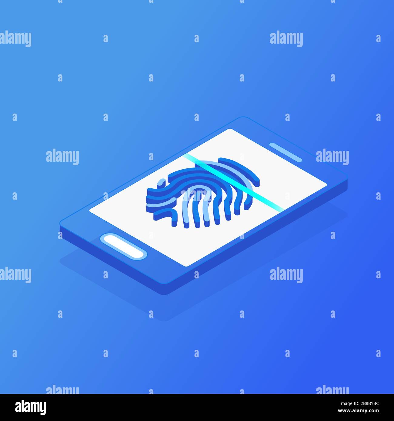 Digital information protection. Isometric mobile smart phone and ...