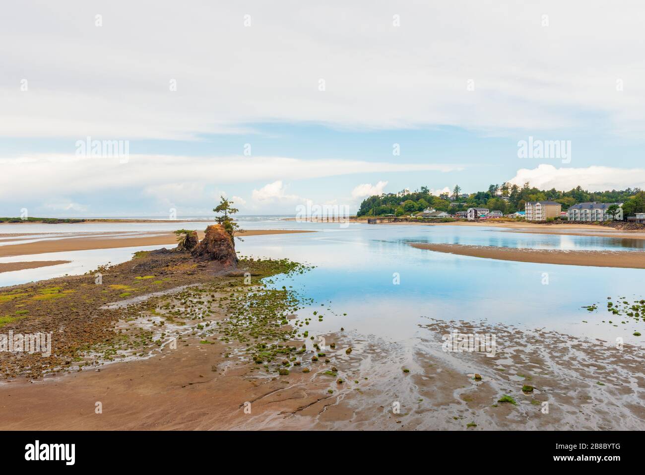 Intertidal rocks at Siletz Bay and River in Lincoln City, Oregon, USA ...