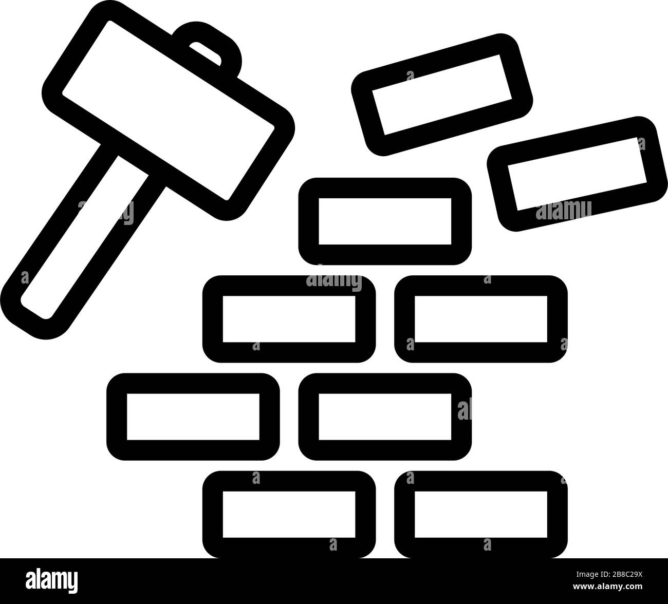 demolition of wall icon vector outline illustration Stock Vector Image ...