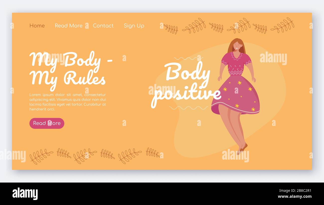 My body - my rules landing page vector template Stock Vector Image ...