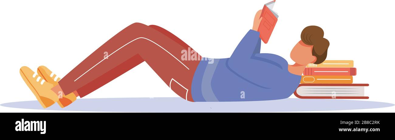 Young man reading book flat vector illustration Stock Vector Image ...