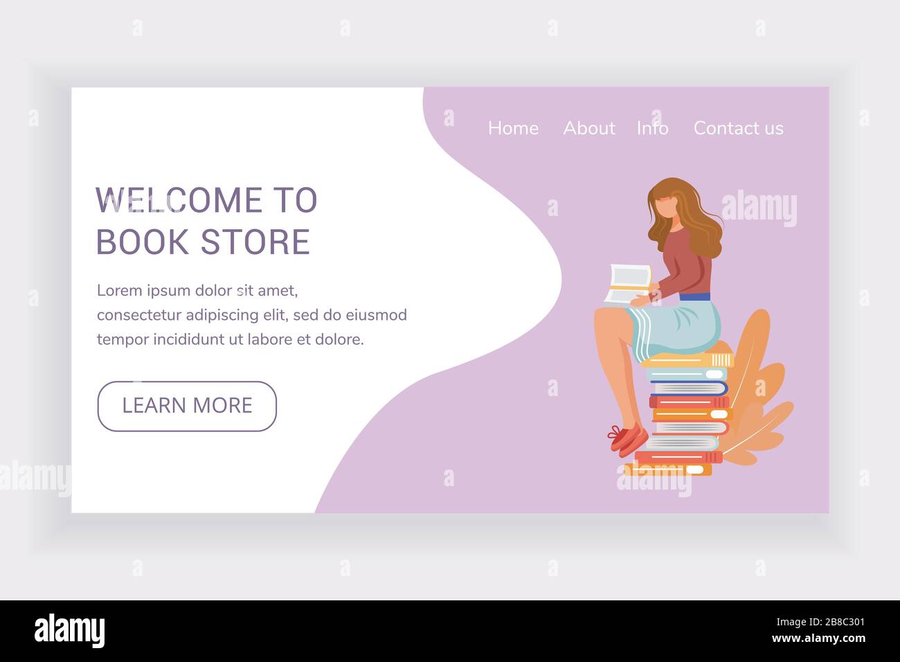 Welcome to book store landing page vector template Stock Vector Image ...