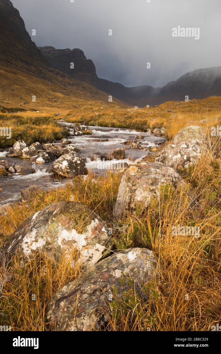 View from the Beallach na Ba, a high mountain pass in the Northwest ...